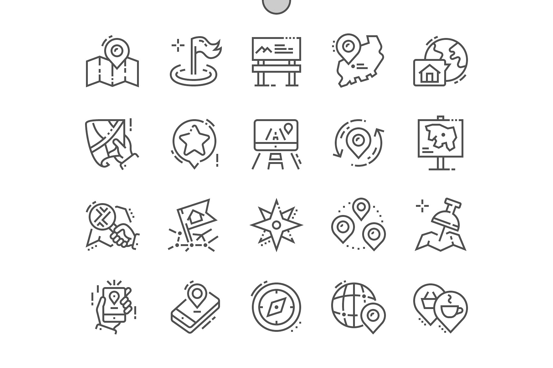 地图地址线性图标素材 Location Line Icons - 云瑞设计